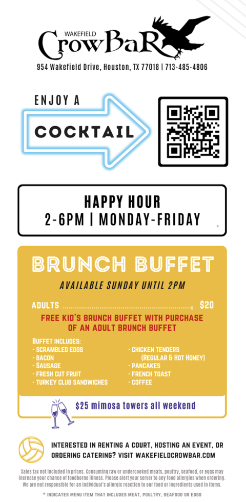 Lunch, Dinner & Late Night Menu - Wakefield Crowbar