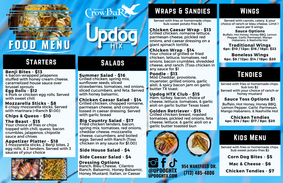 Lunch, Dinner & Late Night Menu - Wakefield Crowbar