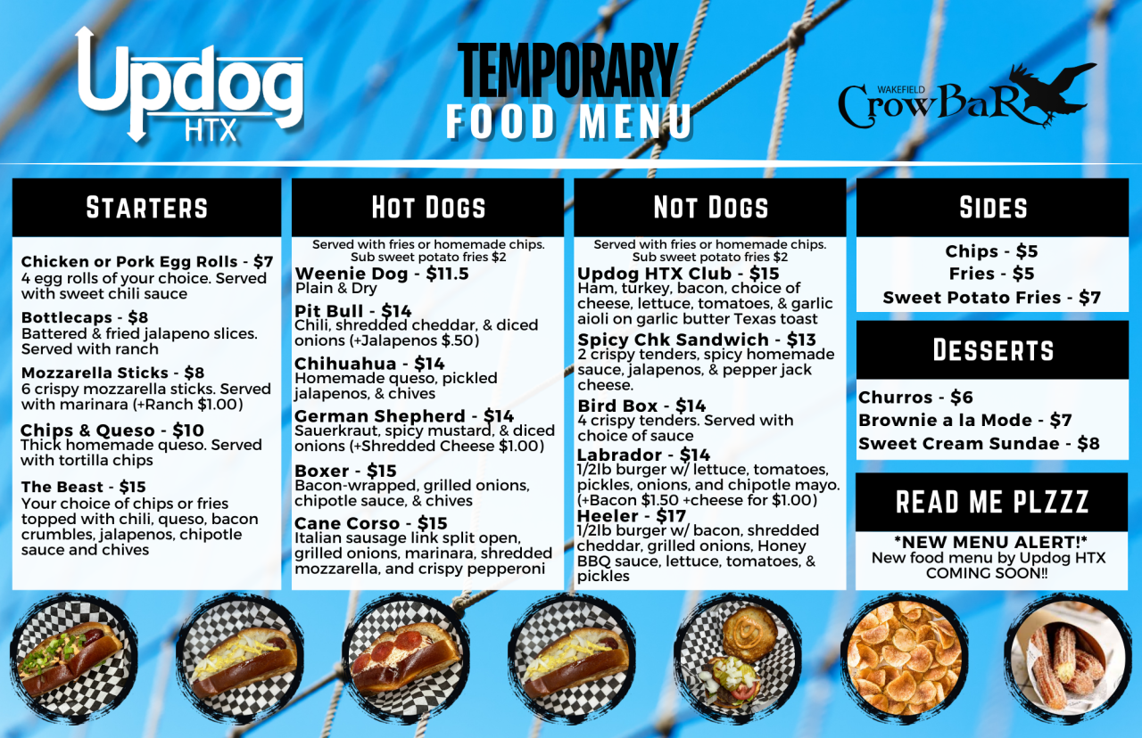 Lunch, Dinner & Late Night Menu - Wakefield Crowbar